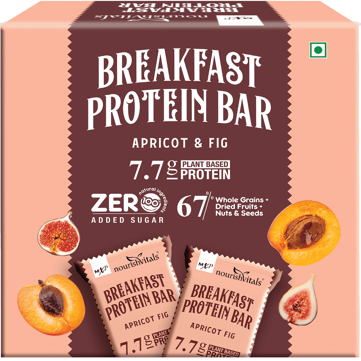 NourishVitals Apricot Fig Protein Breakfast Bar , 275g – MuscleXP