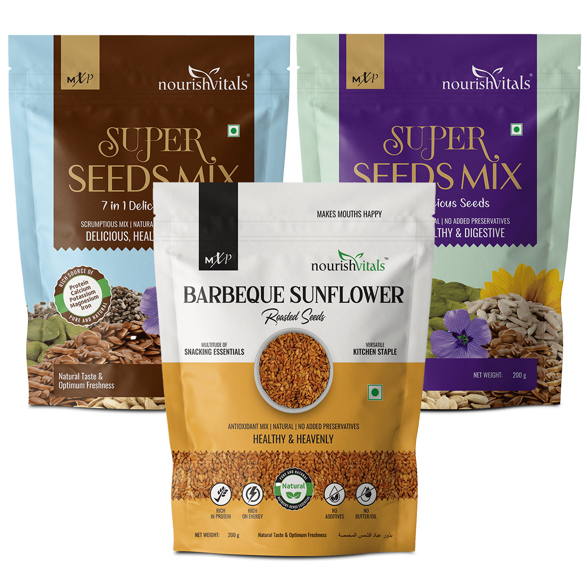 NourishVitals Super Seeds Mix 7 in 1 Delicious Seeds + Barbeque Sunflo ...