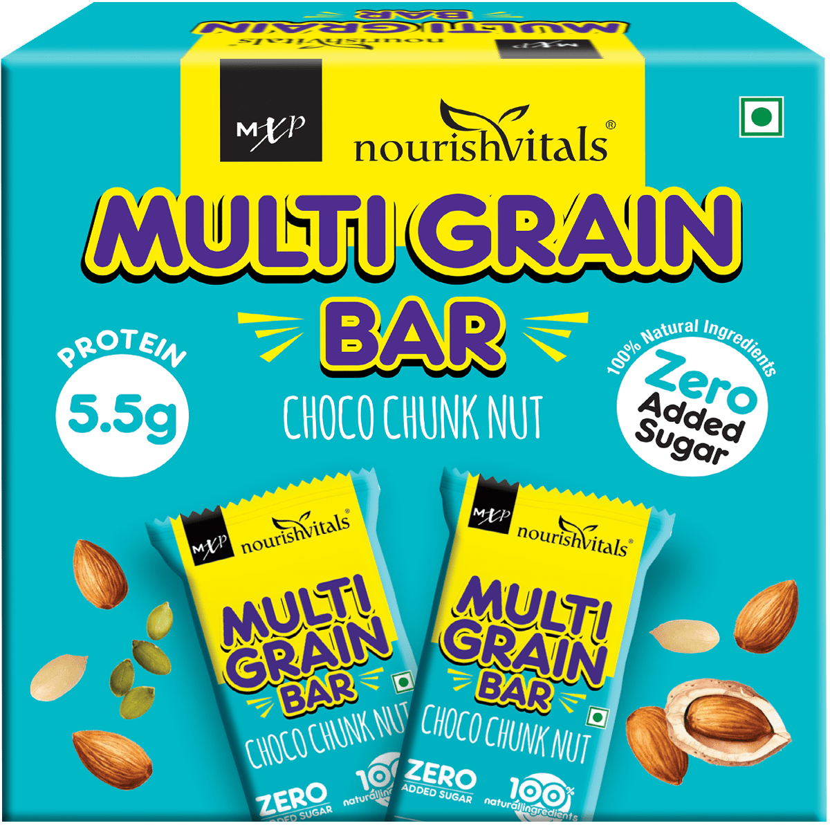 NourishVitals Multi Grain Choco Chunk Nut Bar, 200g – MuscleXP